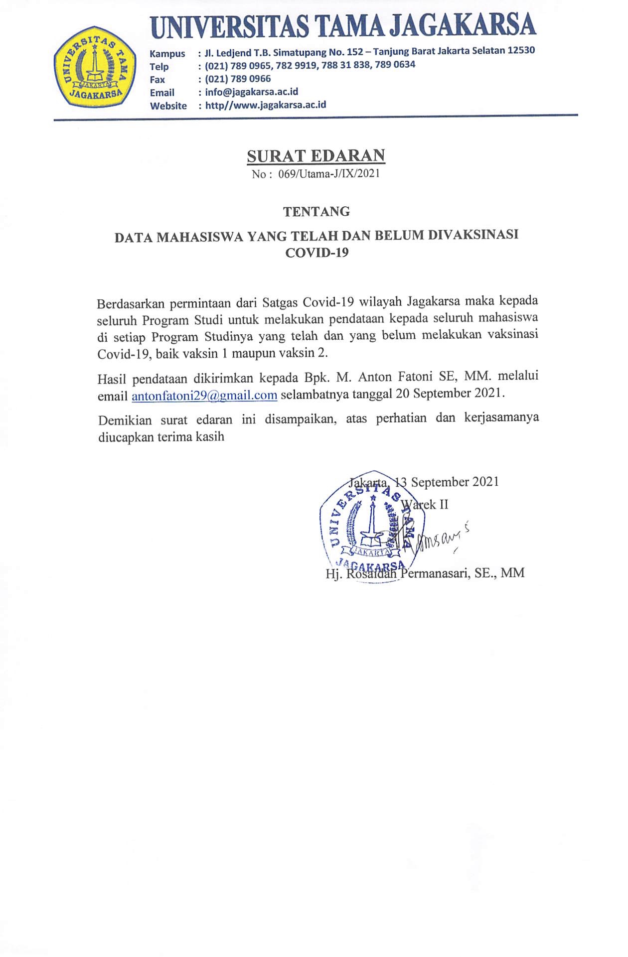 Surat Edaran Tentang Vaksinasi